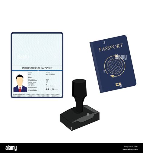 Vector Illustration Passport With Biometric Data Identification