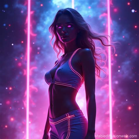 Stunning Woman In Futuristic Cosmic Scene Stable Diffusion Online