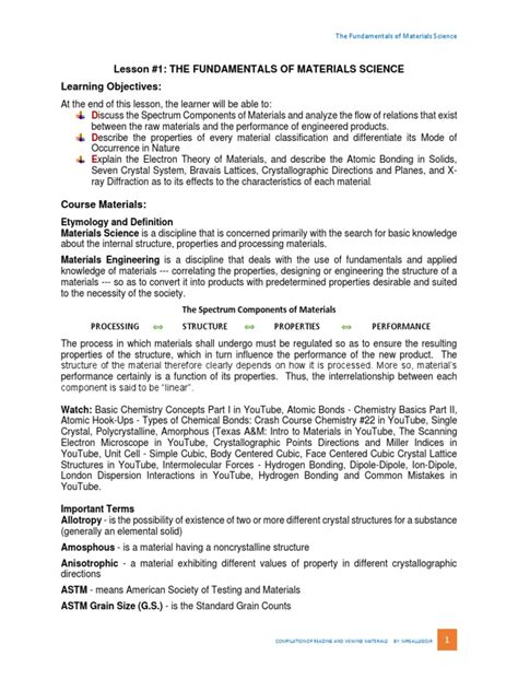The Fundamentals Of Materials Science 2122 Pdf Crystal Structure