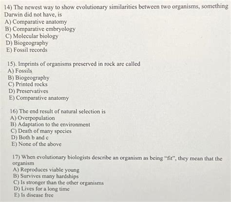 Solved 14 The Newest Way To Show Evolutionary Similariti