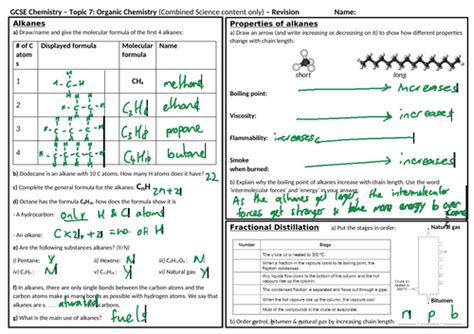 Aqa 9 1 Gcse Sciencechemistry 7 Organic Chemistry Revision Poster