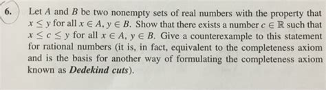 Solved Let A And B Be Two Nonempty Sets Of Real Numbers With