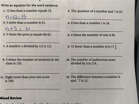 Solved 2 The Quotient Of A Number And 7 Is 63 Write An