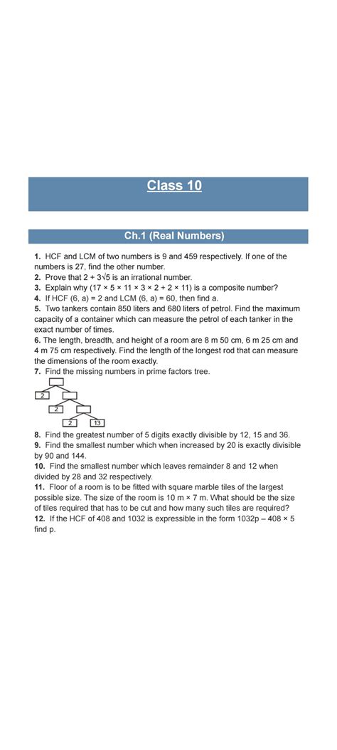 class 10 ch 1 real numbers hcf and lcm of two numbers is 9 and 459 re