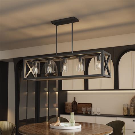 Espird Farmhouse Dining Room Light Fixture 5 Light Matte Black