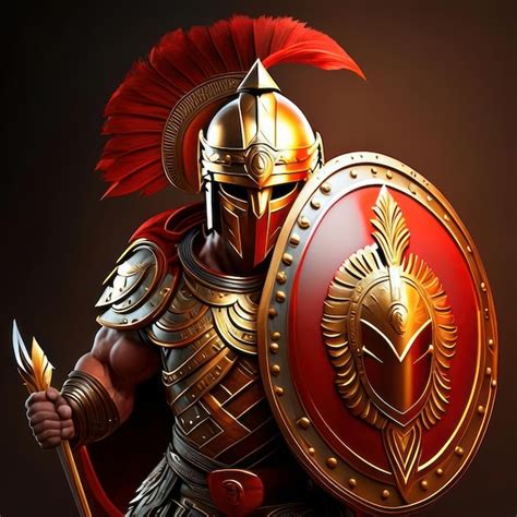 Premium AI Image | Warrior logo with shield and helmet with golden ...