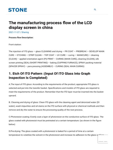 The Manufacturing Process Flow Of The Lcd Display Screen In China