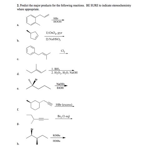 Solved Predict The Major Products For The Following