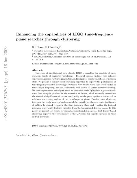 Enhancing The Capabilities Of Ligo Time Frequency Plane Searches Through Clustering Deepai