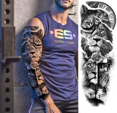 Full Sleeve Temporary Tattoos Jesus Tattoo Cross Tattoo Etsy
