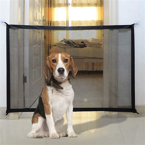Magic Gate For Dogs Dog Gate Pet Safety Gate Portable Folding Mesh
