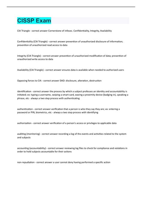 Cissp Exam Question And Answers Latest Update Isc2 Cissp Stuvia Us