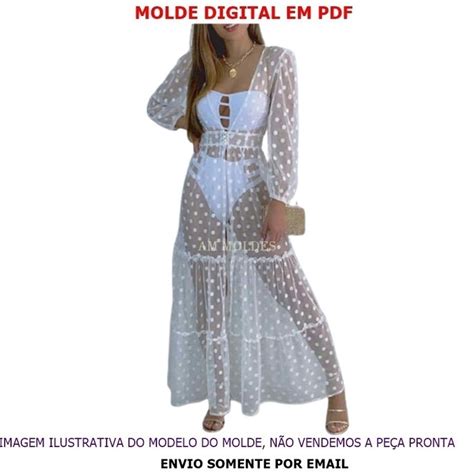 Molde Saida De Praia Longa Manga Longa P A Plus Size Elo