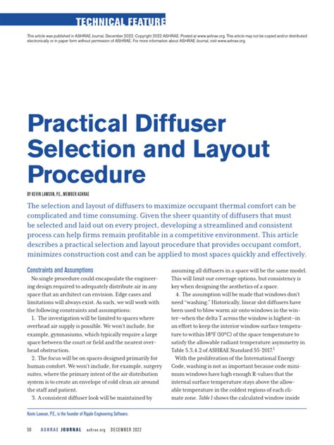 Practical Diffuser Selection And Layout Procedure Pdf Duct Flow