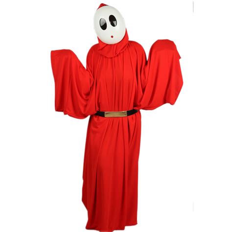 Super Mario Shy Guy Costume Bright Red Robe With Hood Shy Guy Cosplay