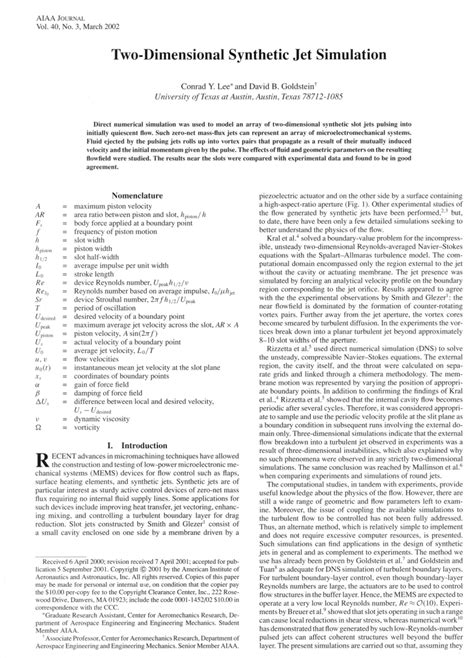 pdf two dimensional synthetic jet simulation