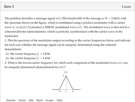 Solved The Problem Describes A Message Signal M T The Chegg Com