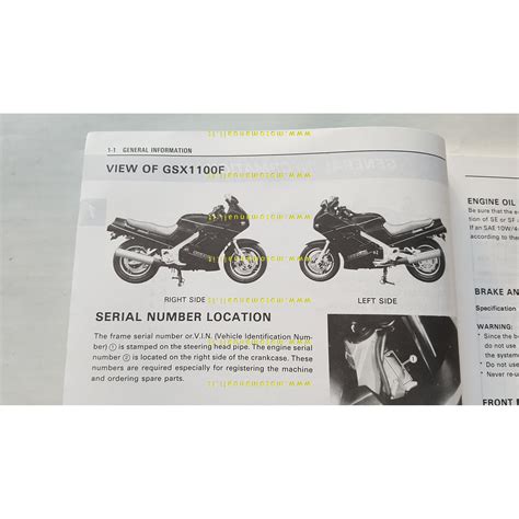 SUZUKI GSX 1100 F 1987 Manuale Officina INGLESE Originale Workshop