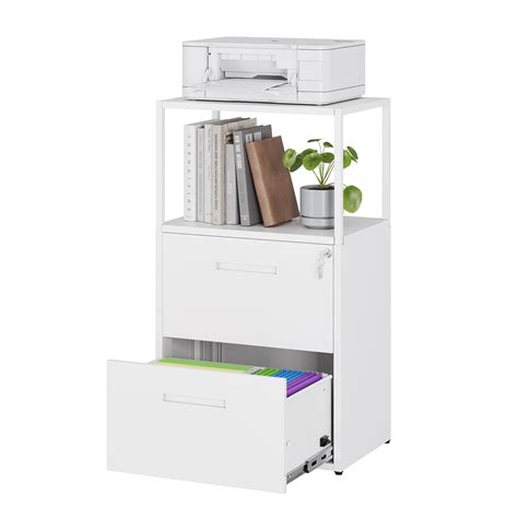 Fesbos Home Assembled Double Drawer Office File Cabinet With Lock And