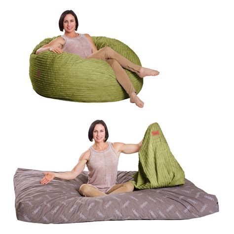 Full Size Lime Corduroy Bean Bag Converts To A Bed Right Futons