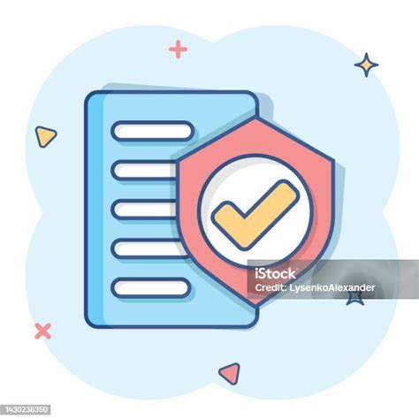 코믹 스타일의 보험 정책 아이콘 흰색 격리 된 배경에 벡터 만화 그림을 보고합니다 문서 비즈니스 개념 시작 효과 불행에 대한 스톡 벡터 아트 및 기타 이미지 Istock