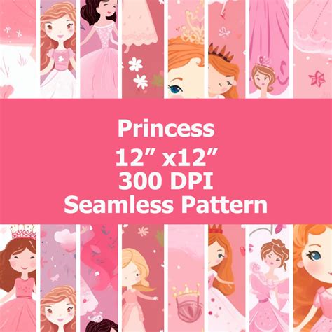 8 Seamless Princess Patterns Princess Background Sublimation Design Digital Paper Etsy