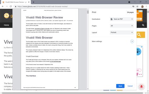 which web browser is the most efficient webpage pdf saver ghacks
