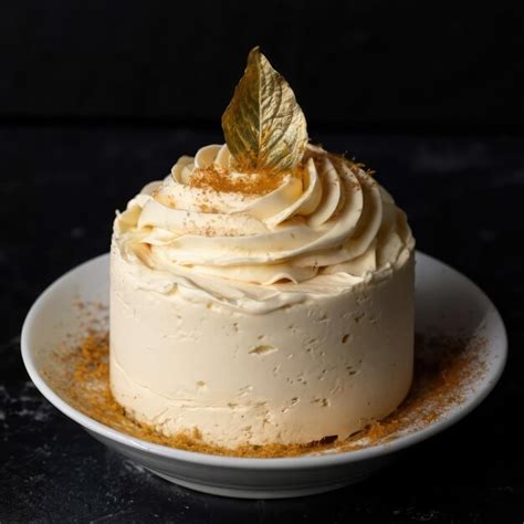 Premium Ai Image White Chocolate Mousse With Gold Leaf Garnish