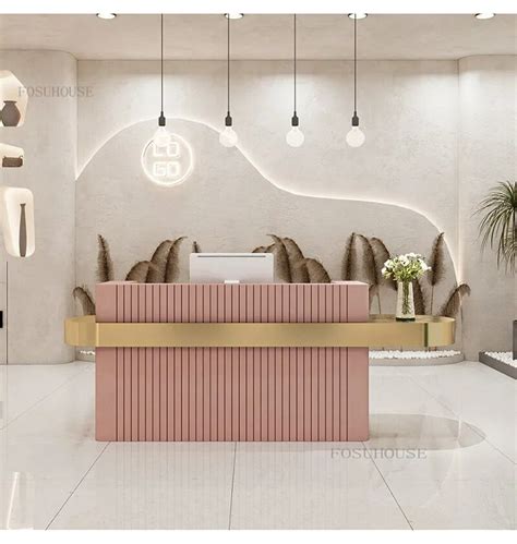 병원카운터 안내데스크 리셉션 바 스테인레스 스틸 의류 매장 접대 모던 미용실 럭셔리 프런트 데스크 B 티몬
