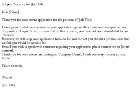 Rejection Letter Before Interview Collection Letter Template Collection