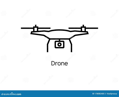 Drone Icon Vector Line Quadcopter Logo Illustration Drone Camera Delivery Aerial Icon Stock