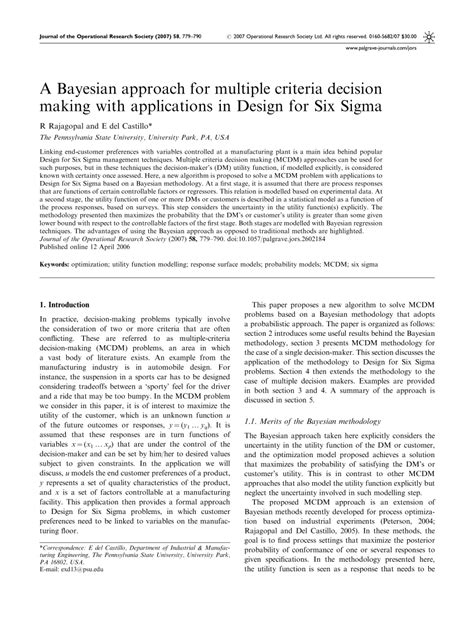 pdf a bayesian approach for multiple criteria decision making with applications in design for