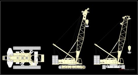 50 Crawler Crane Elevation And Plan Details Autocad Blocks Free Download