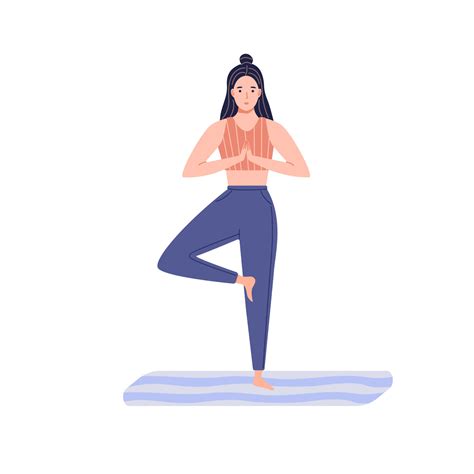 Woman Doing Fitness Exercises Cute Cartoon Girl Vector Character