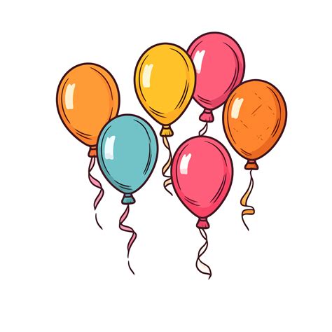 Hand Drawn Cute Balloons Isolated On White Background Template For