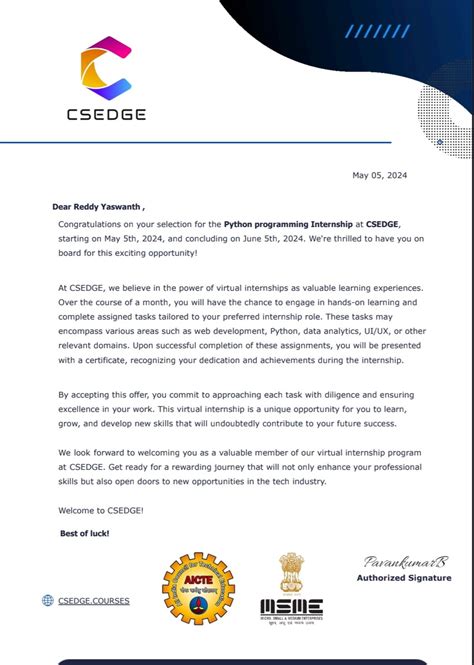 Reddy Yaswanth On Linkedin Csedge Internship