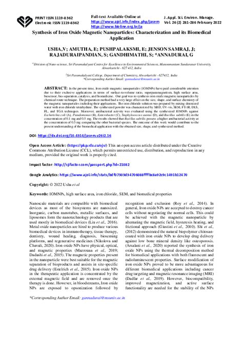 Pdf Synthesis Of Iron Oxide Magnetic Nanoparticles Characterization