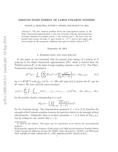 Pdf 4 Ground State Energy Of Large Polaron Systems