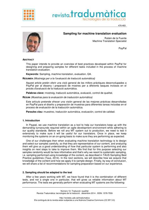 Pdf Sampling For Machine Translation Evaluation