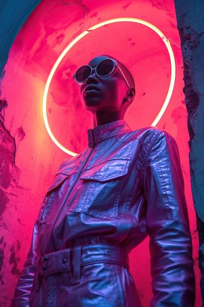 Premium Photo A Person Wearing Sunglasses And A Pink Circle Around