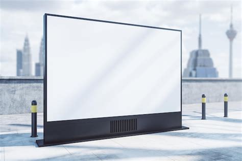 Premium Photo Blank White Rectangular Poster On Light City Background