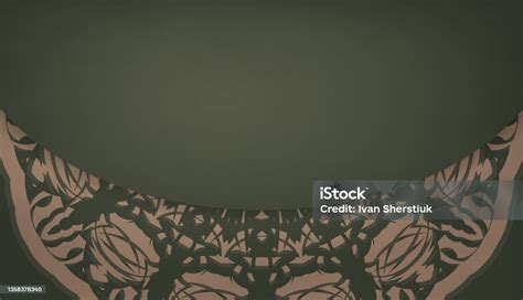 Spanduk Warna Hijau Dengan Pola Coklat Yunani Untuk Desain Di Bawah