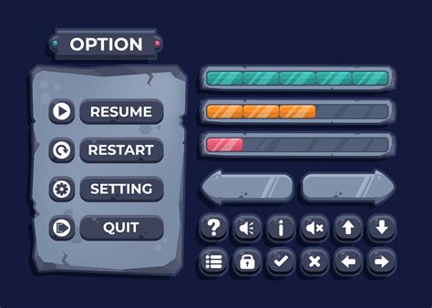 Design For Complete Set Of Level Button Game Pop Up Icon Window And