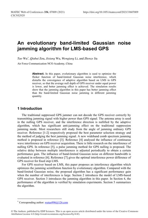 pdf an evolutionary band limited gaussian noise jamming algorithm for