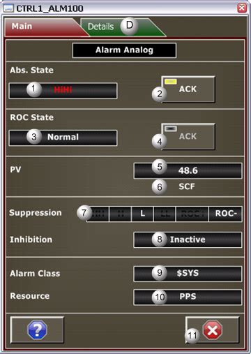 ALARM A Faceplate Main Frame CIMPLICITY 2022 Documentation GE Digital