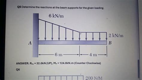 Q5 Determine The Reactions At The Beam Supports For The Given Loading D
