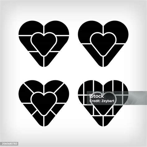 Nested Heart Photo Collage Frames Template Set Of 4 Stock Illustration