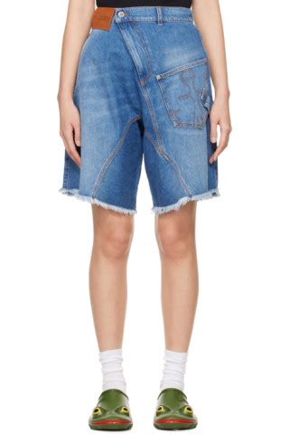 Blue Twisted Workwear Denim Shorts By JW Anderson On Sale