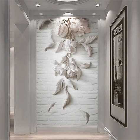 Hd Custom Mural Embossed Flower Murals For Tv Background Living Room 3d Photo Murals Wallpaper