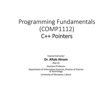 C Pointers C Programming Fundamentals COMP1112 C Pointers
